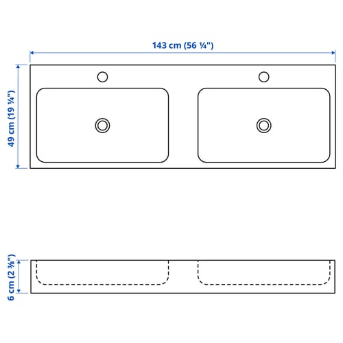 ODENSVIK Double vasque, 143x49x6 cm - IKEA Belgique