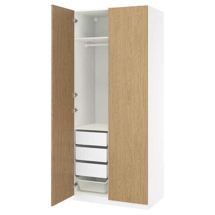 PAX / STORKLINTA combinaison armoire, blanc/motif chêne, 100x60x236 cm - IKEA Belgique