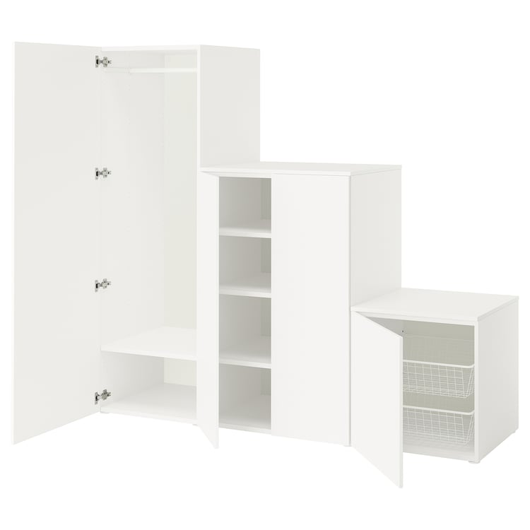PLATSA armoire-penderie 4 portes, blanc/Fonnes blanc, 200x57x181 cm ...