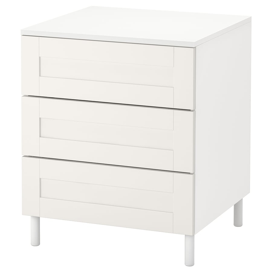 PLATSA commode 3 tiroirs, blanc/Sannidal blanc, 60x57x73 cm - IKEA Belgique