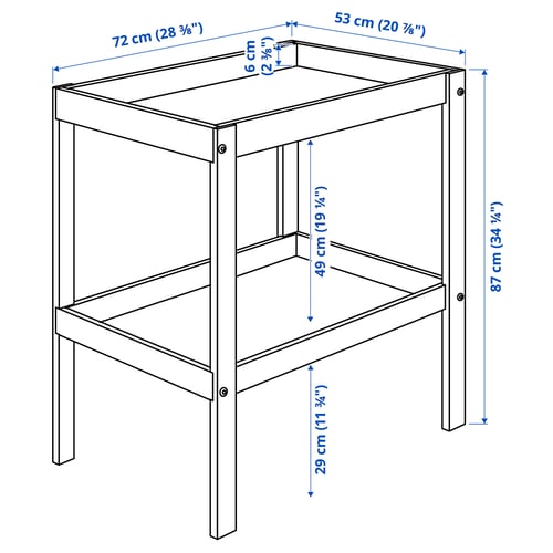SNIGLAR Table à langer, hêtre, blanc, 72x53 cm - IKEA Belgique
