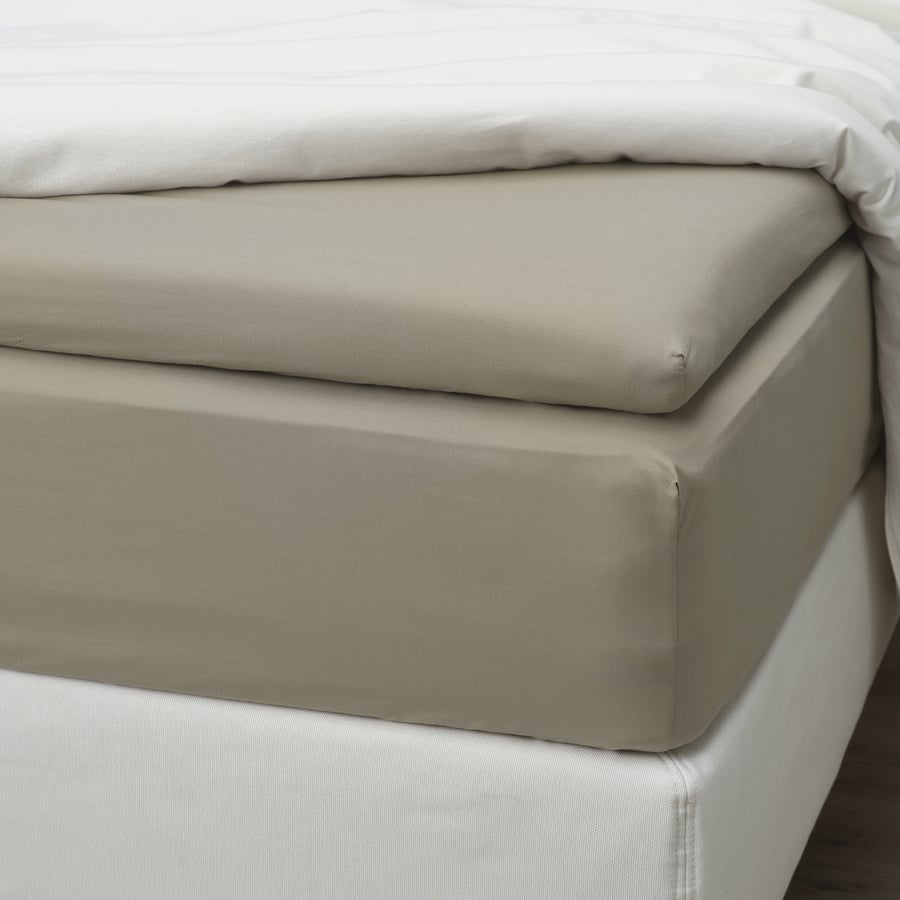 ULLVIDE drap housse pour surmatelas, gris-beige, 160x200 cm - IKEA Belgique