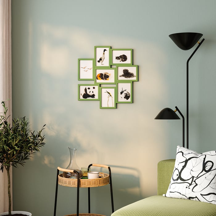 VÄXBO cadre pêle-mêle pour 8 photos, vert, 13x18 cm - IKEA Belgique