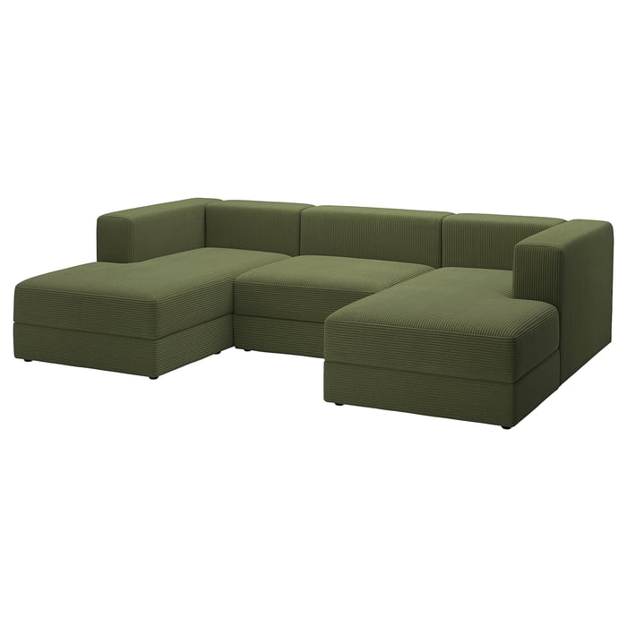 JÄTTEBO 3,5-zitsbank met chaise longue, met armsteun Samsala/donker ...