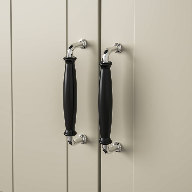 KLINGSTORP handgreep, zwart/verchroomd, 141 mm - IKEA België