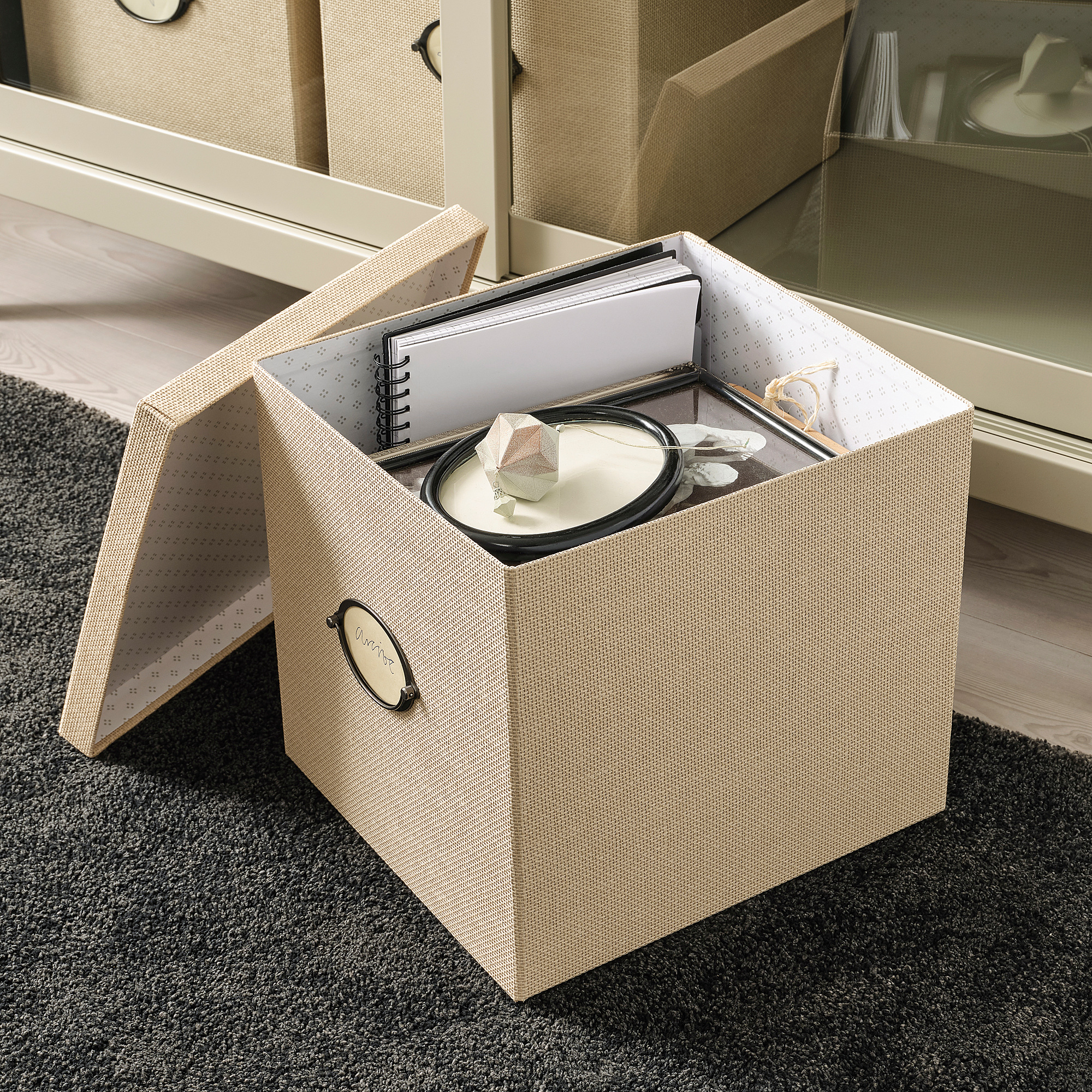 KVARNVIK Doos met deksel, beige, 32x35x32 cm - IKEA