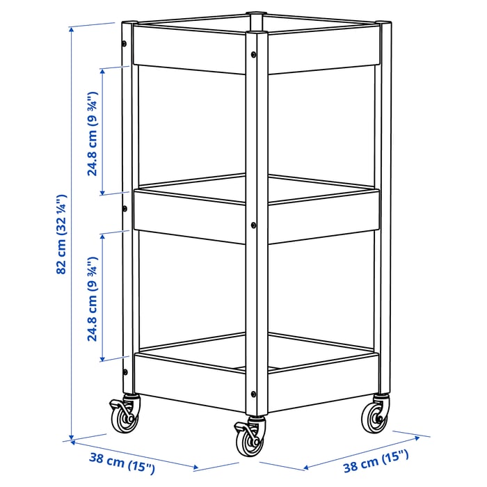 LOSHULT roltafel, grenen, 38x38x82 cm - IKEA België