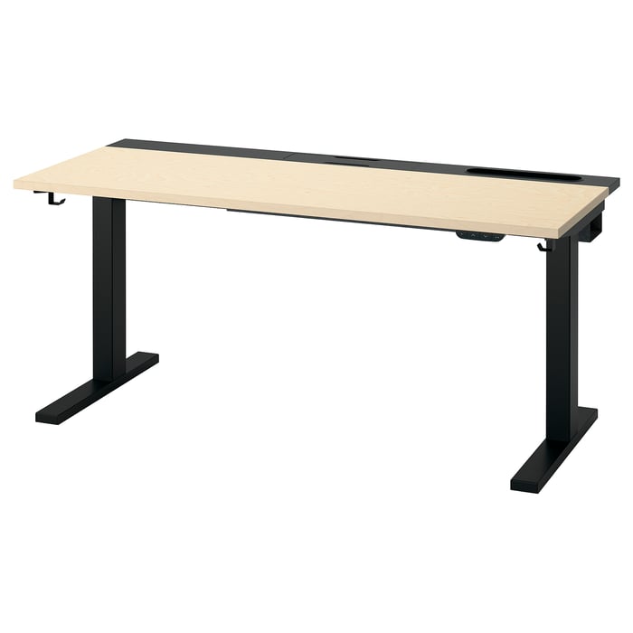 MITTZON bureau zit/sta, elektrisch berkenfineer/zwart, 140x60 cm - IKEA ...
