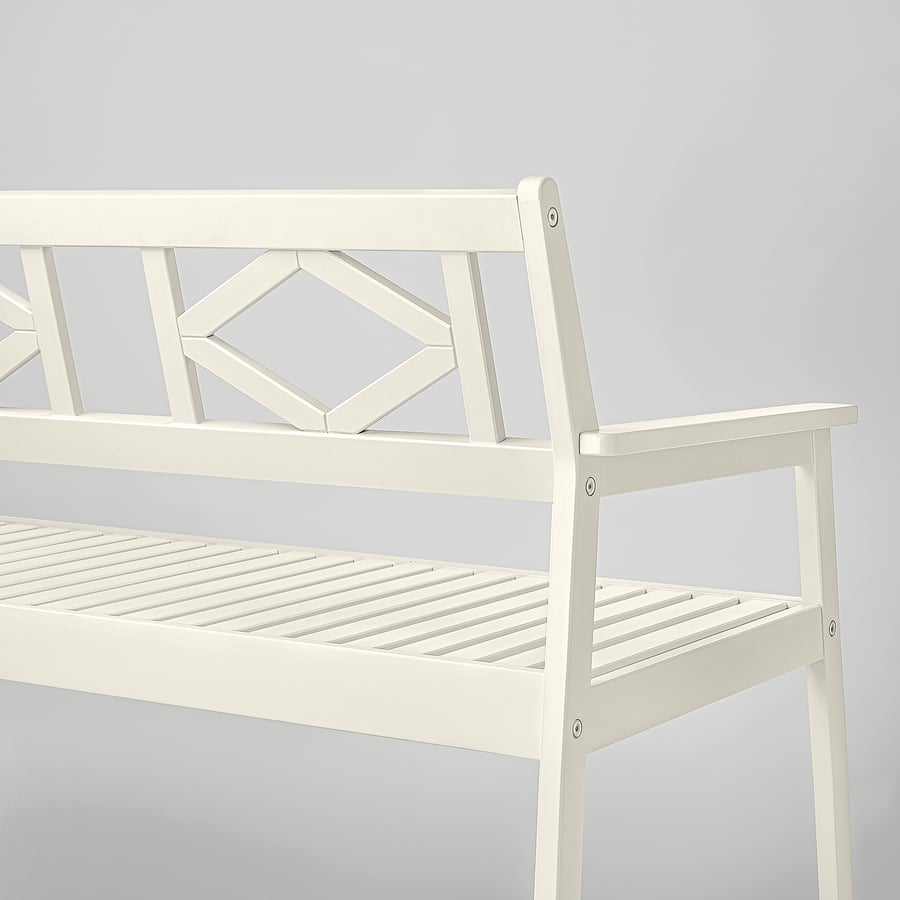 BONDHOLMEN bench with backrest, outdoor, white/beige - IKEA
