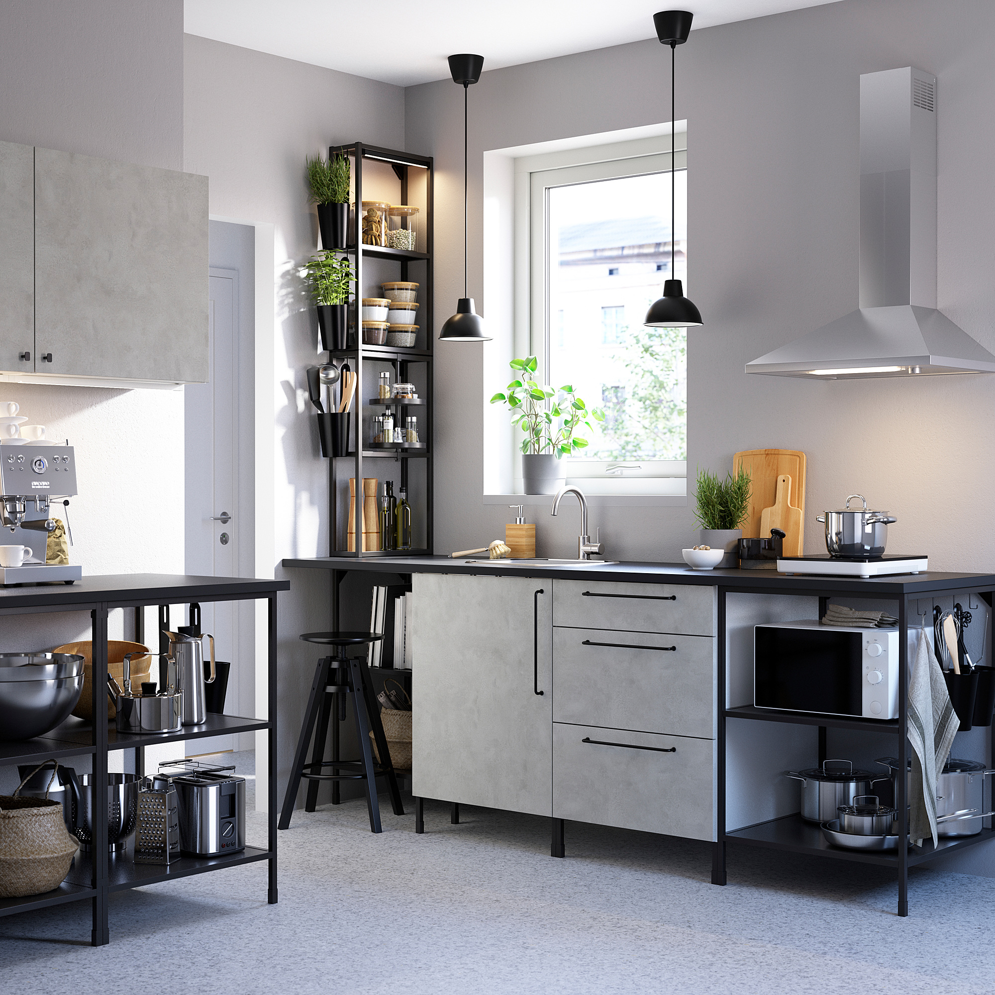 ENHET Kitchen - anthracite/concrete effect - IKEA