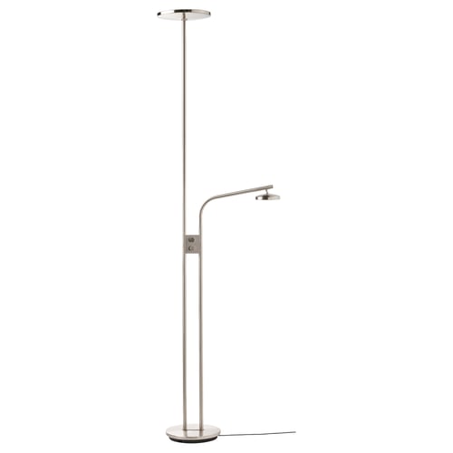 ISJAKT LED floor uplighter/reading lamp, dimmable/nickel-plated, 180 cm ...