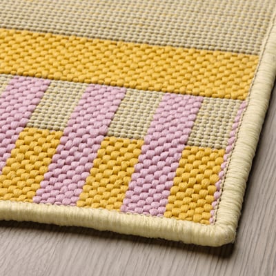 KORSNING Rug flatwoven, in/outdoor, yellow/pink/striped, 160x230 cm - IKEA
