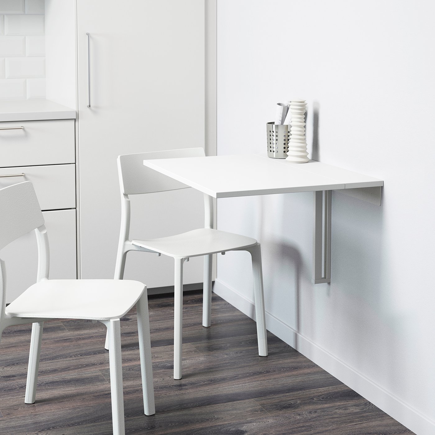 NORBERG Wall-mounted drop-leaf table - white - IKEA