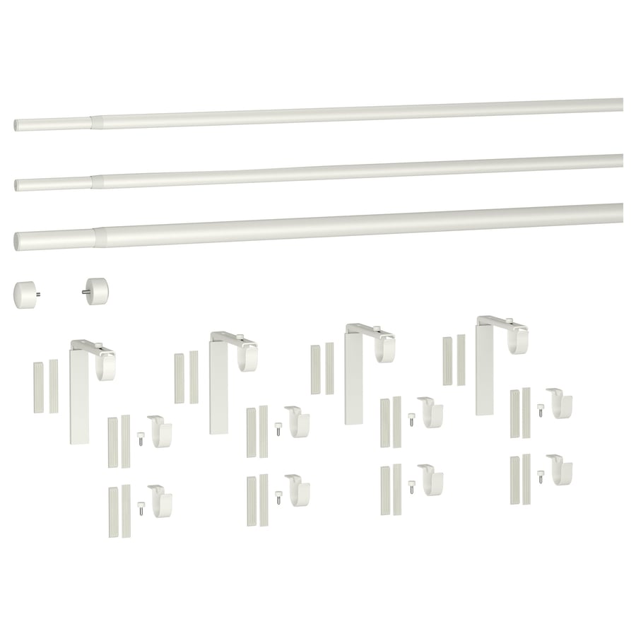 RÄCKA / HUGAD triple curtain rod combination, white, 210-385 cm - IKEA