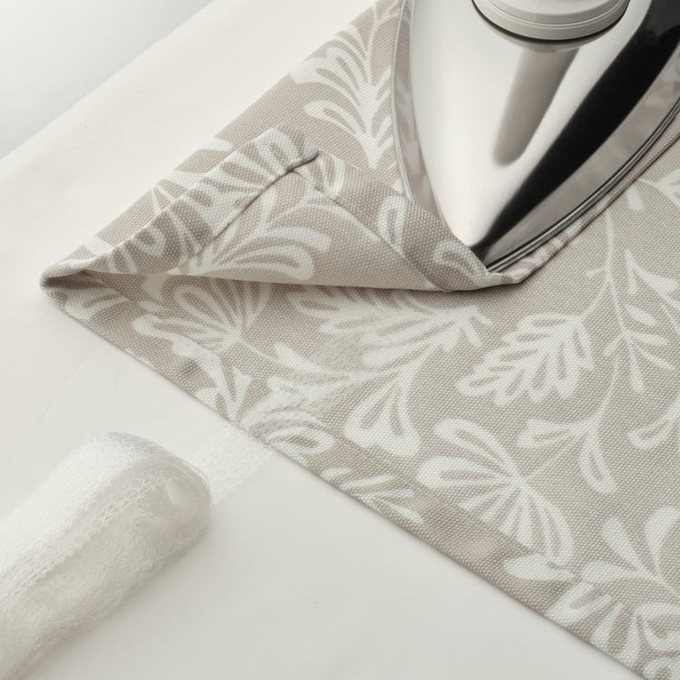 SNÖRUTA curtains, 1 pair, light grey-beige white/floral pattern with ...