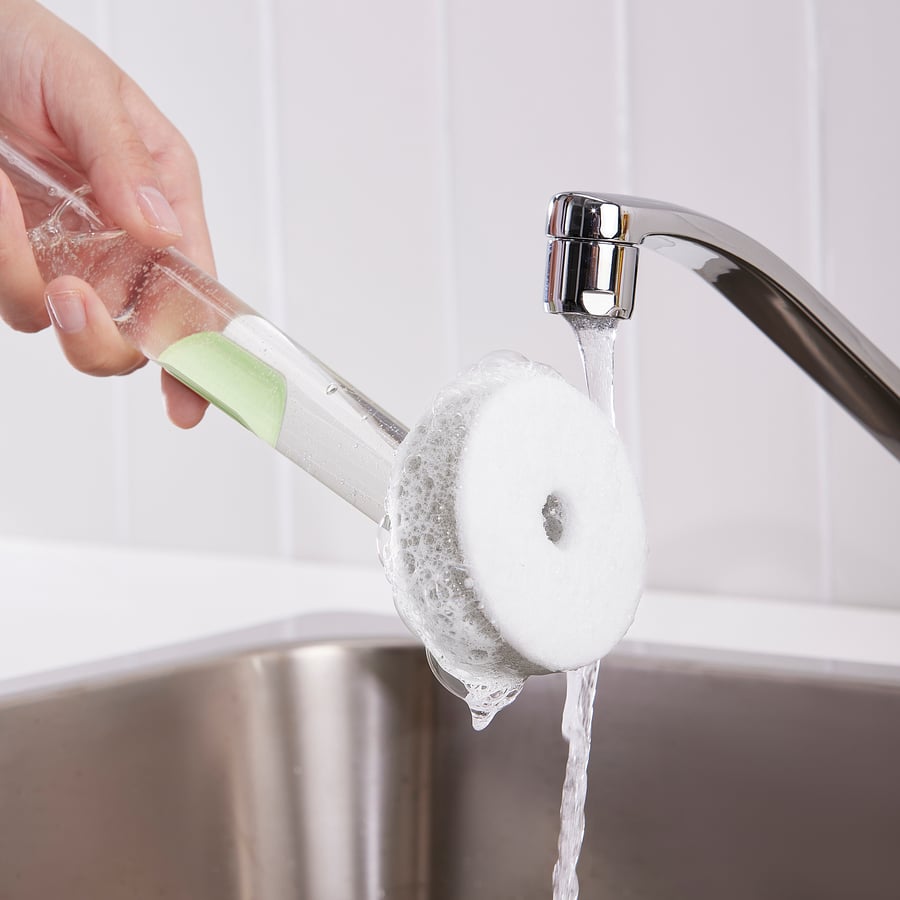 VIDEVECKMAL 3-piece dish sponge set w dispenser, light green - IKEA