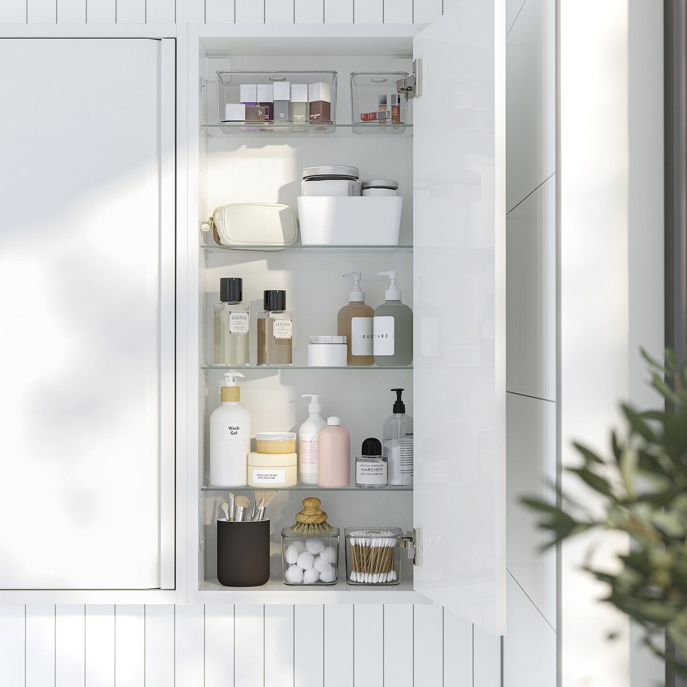 ANGSJON Wall cabinet with door high gloss white 46x15x94 cm 18x6x37