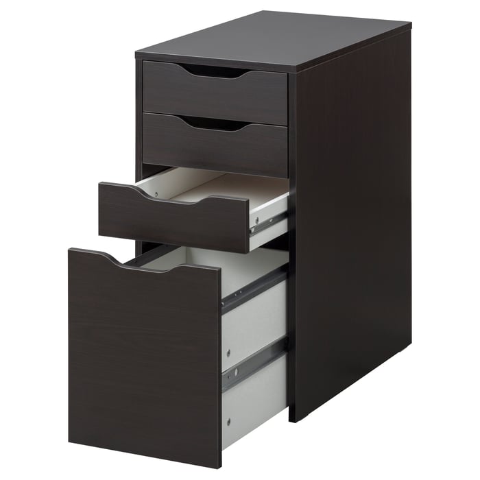 ALEX drawer unit/drop file storage, black-brown, 36x70 cm (141/8x271/2 ...