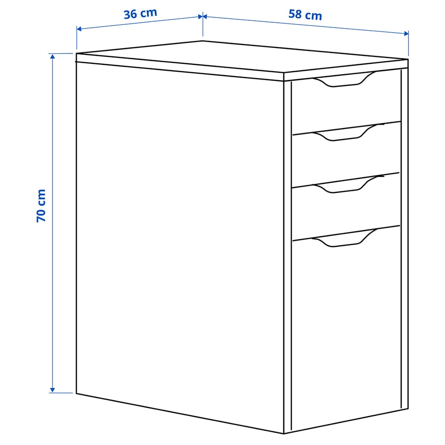 ALEX drawer unit/drop file storage, white, 36x70 cm (141/8x271/2 ...