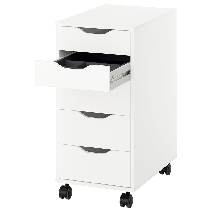 ALEX drawer unit on casters, with insert white/black, 36x76 cm (141 ...