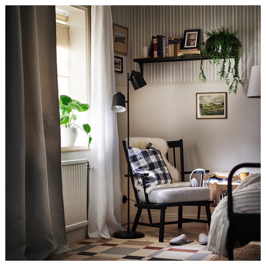 ANNAKAJSA room darkening curtains, 1 pair, light gray/with heading tape ...