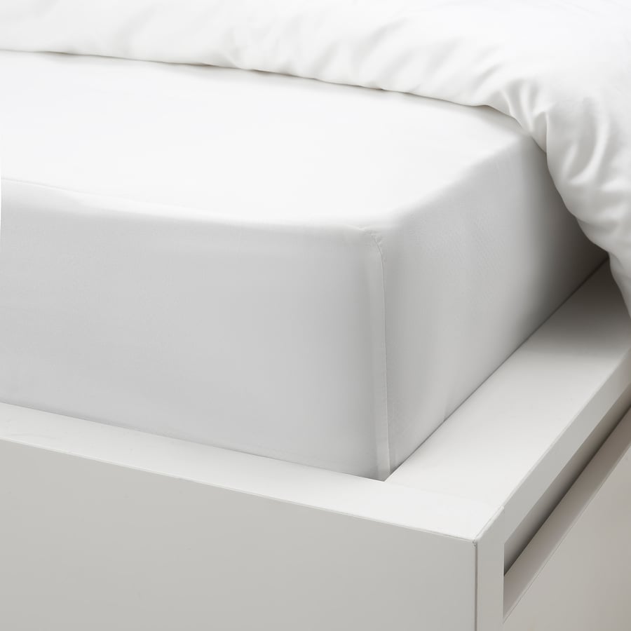 BANDPALPMAL fitted sheet, white, Queen - IKEA CA