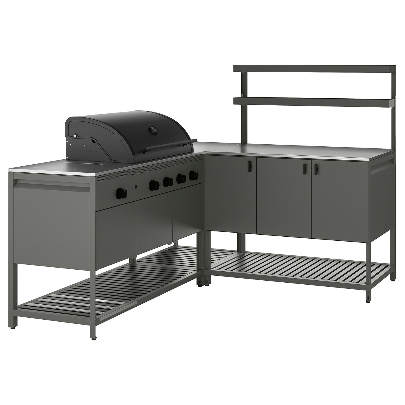BÅTSKÄR outdoor kitchen w gas barbecue, dark gray, 180x180x152 cm (707/8x707/8x597/8") - IKEA CA