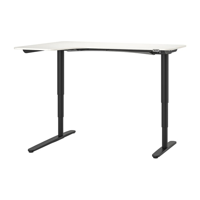 BEKANT corner desk left sit/stand, white/black, 160x110 cm (63x431/4 ...