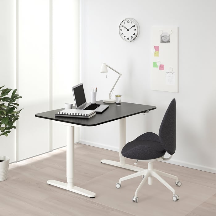 BEKANT desk sit/stand, black stained ash veneer/white, 120x80 cm (471 ... BEKANT desk sit/stand, black stained ash veneer/white, 120x80 cm (471 ...