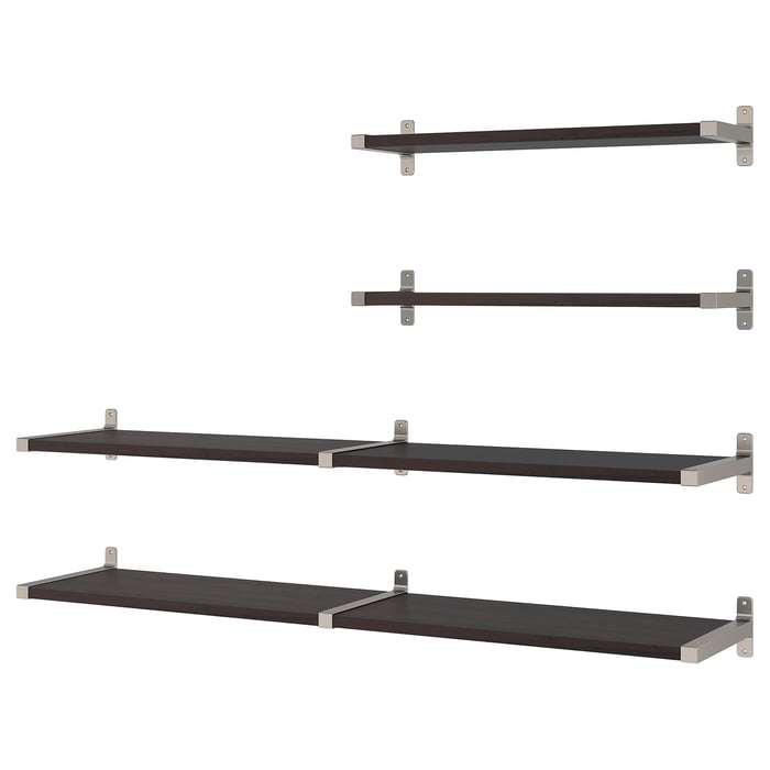 BERGSHULT / GRANHULT wall shelf combination, brown-black/nickel plated ...