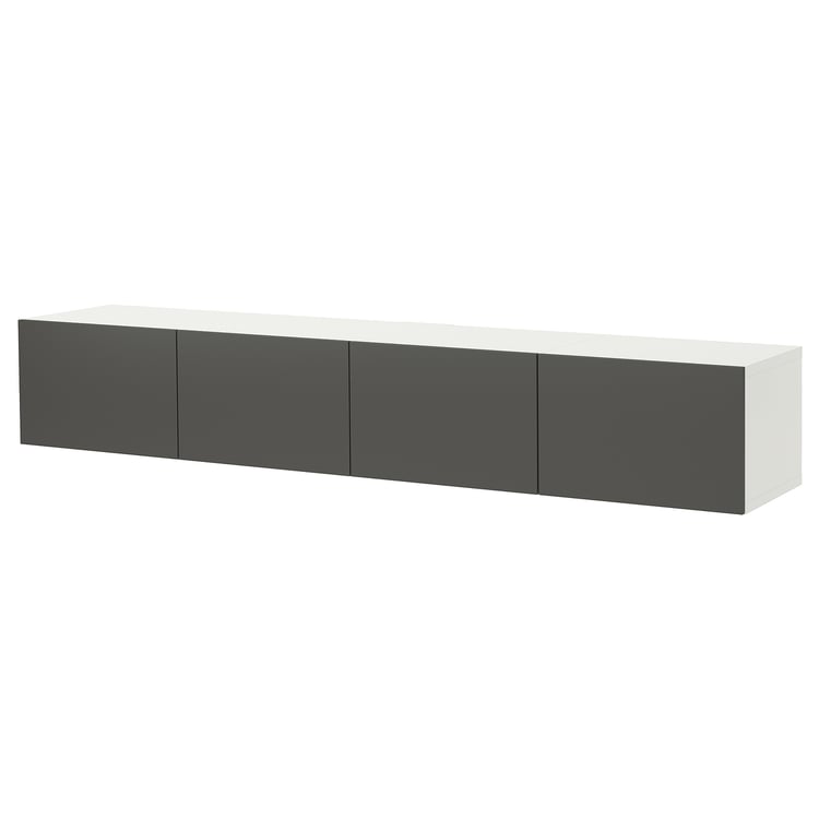 BESTÅ TV bench with doors, white/Lappviken dark gray, 240x42x38 cm (941 ...
