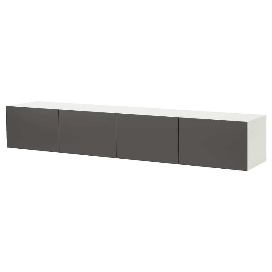BESTÅ TV bench with doors, white/Lappviken dark gray, 240x42x38 cm (941 ...