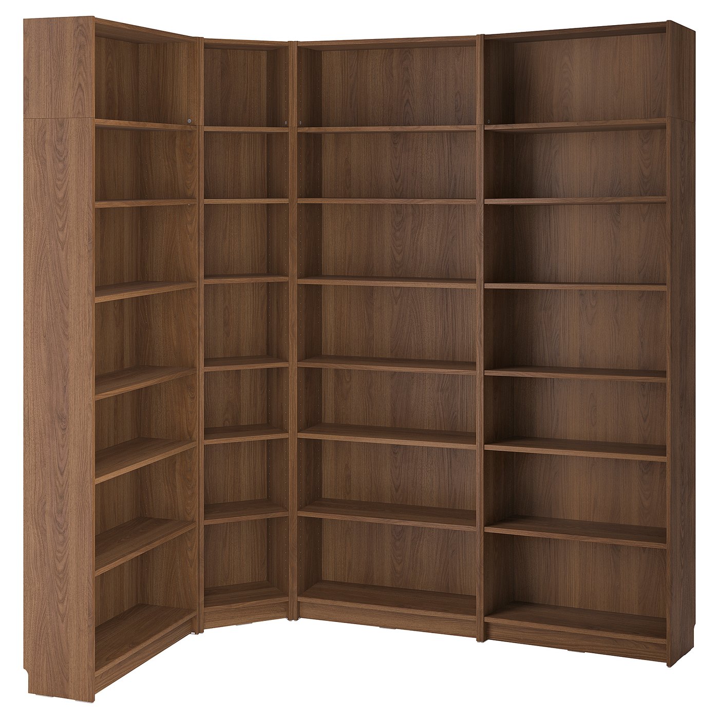 BILLY bookcase corner comb w ext units, brown walnut effect, 215 ...
