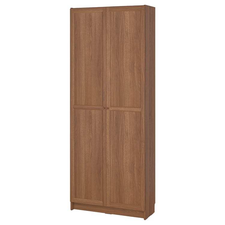 BILLY bookcase with doors, brown walnut effect, 80x30x202 cm (311/2x113 ...