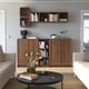 BILLY / EKET storage combination with doors, brown walnut effect/clear ...