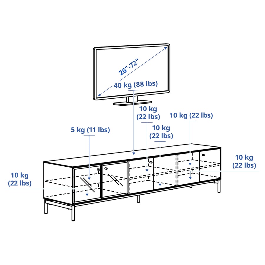 BOASTAD TV bench, black/oak veneer, 181x42x45 cm (713/8x165/8x173/4 ...