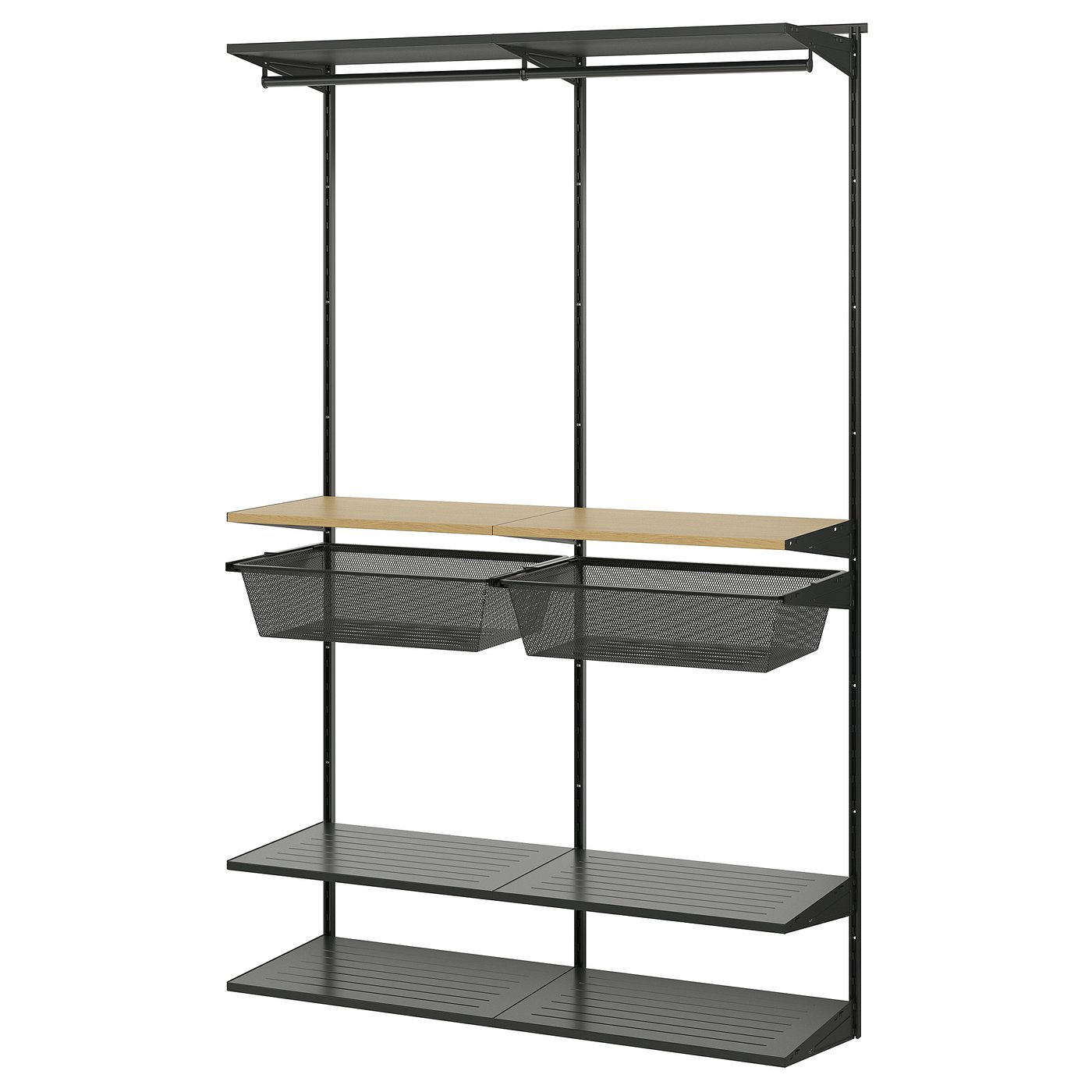 BOAXEL wardrobe combination, anthracite/oak, 125x40x201 cm (491/8x153 ...