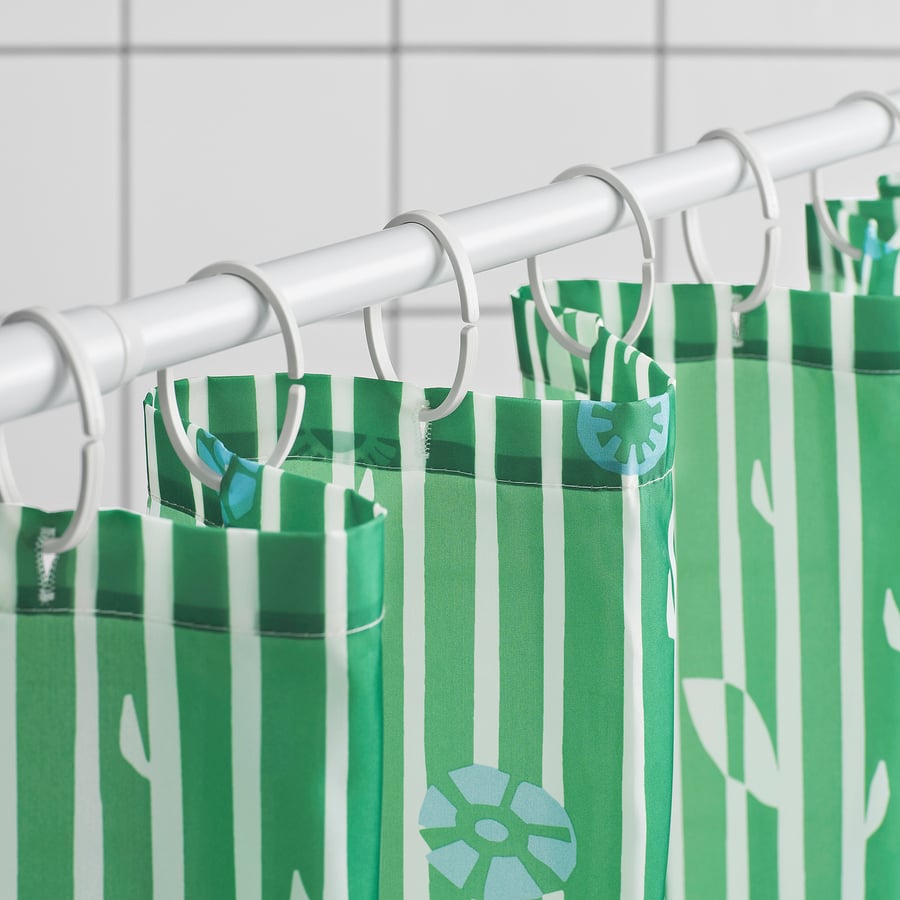BOLLBUDDLEJA shower curtain, green/floral pattern, 183x183 cm (72x72 ...