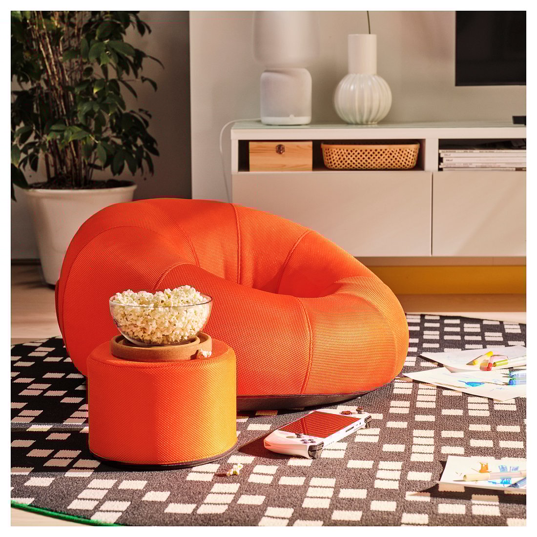 BRÄNNBOLL inflatable gaming lounge chair, bright orange - IKEA CA