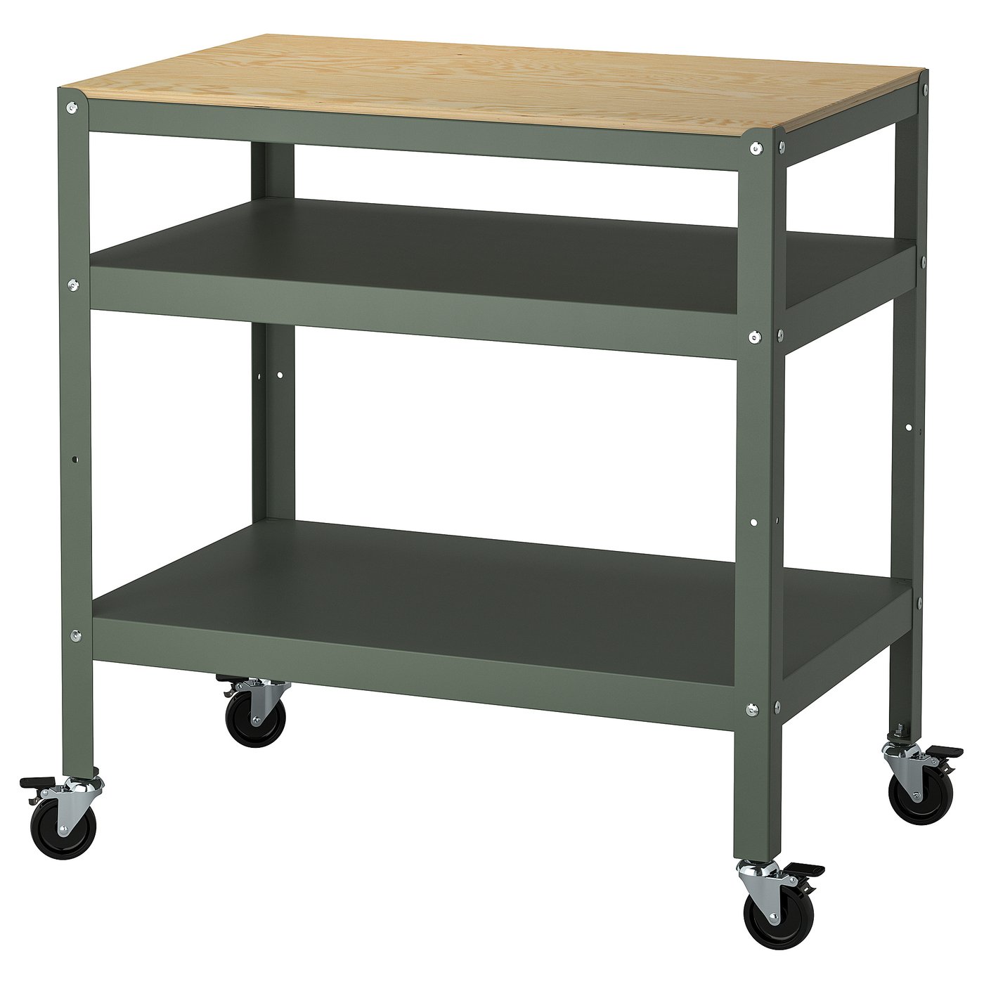 BROR utility cart, gray-green/pine plywood, 85x55 cm (331/2x215/8 ...