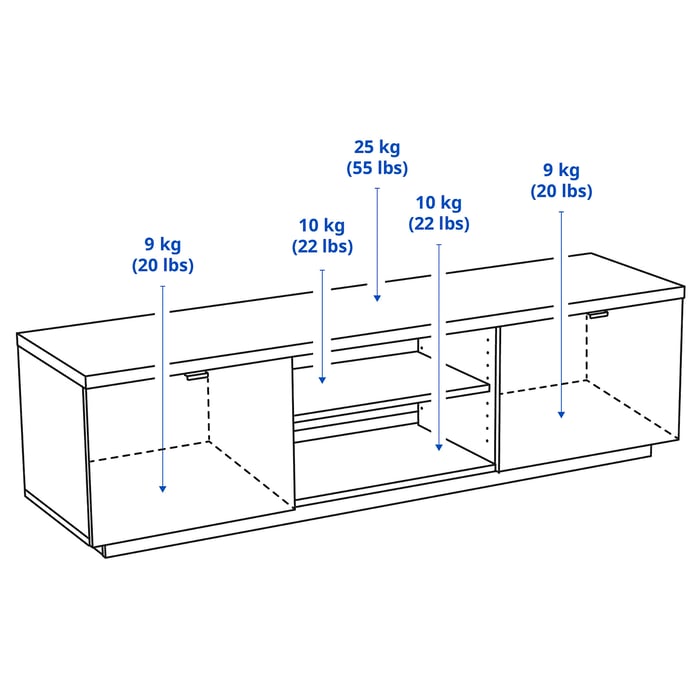 BYÅS TV bench, high gloss white, 160x42x45 cm (63x161/2x173/4") - IKEA CA