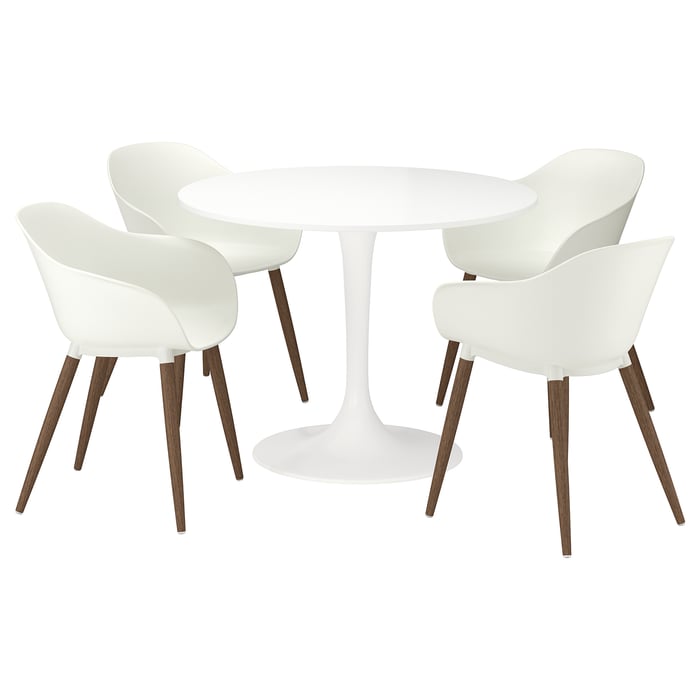 DOCKSTA / GRÖNSTA table and 4 armchairs, white/white, 103 cm (401/2 ...