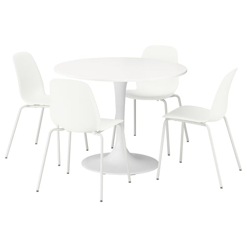 DOCKSTA / LIDÅS table and 4 chairs, white white/white white, 103 cm ...