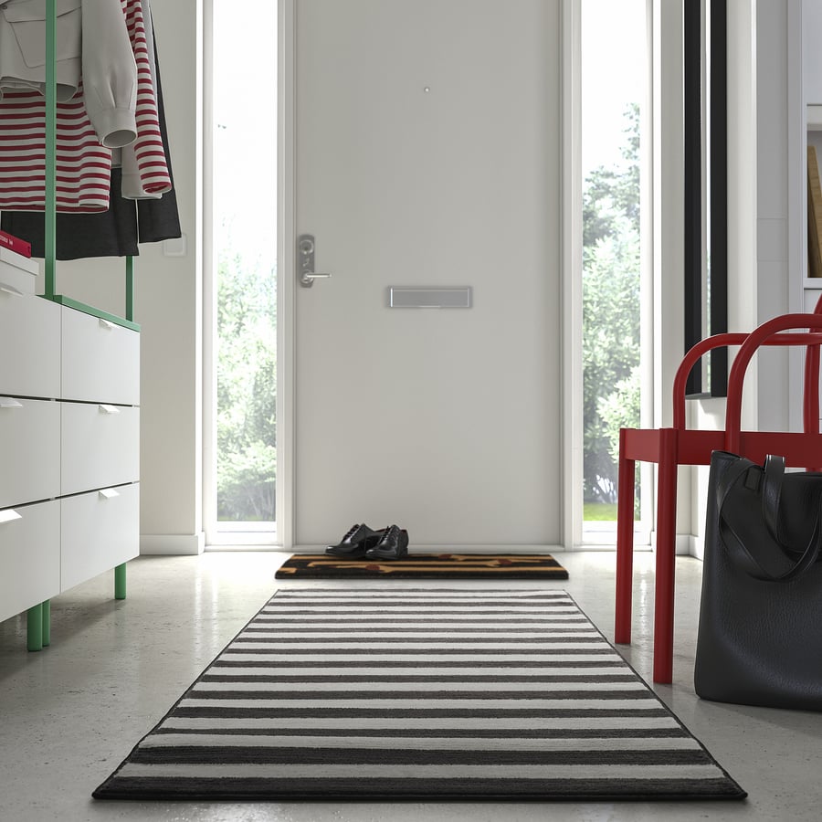 ELSYSTEM rug, low pile, black/white/stripe, 80x200 cm (2'7"x6'7") - IKEA CA