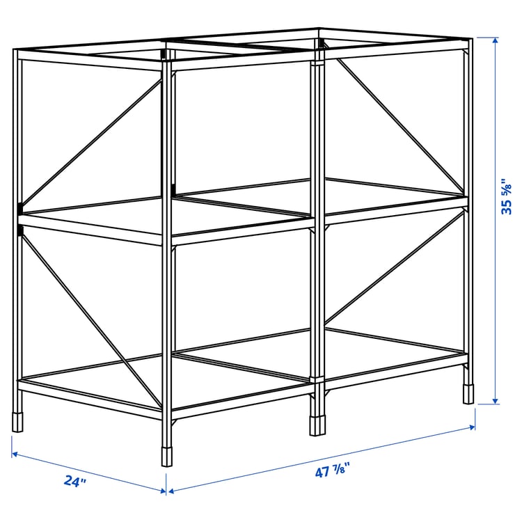 ENHET kitchen island frame with shelves, anthracite, 61 cm (24") - IKEA CA