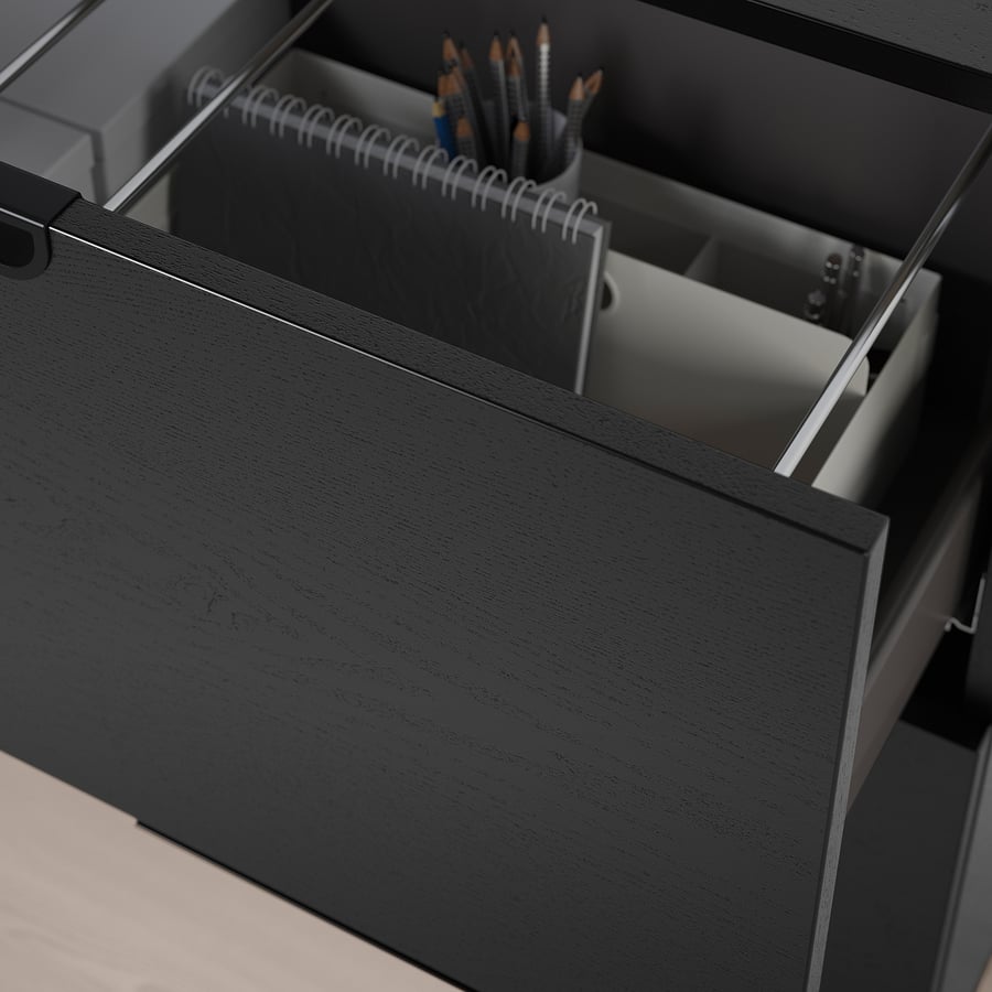 GALANT drawer unit/drop file storage, black stained ash veneer, 80x80 ...