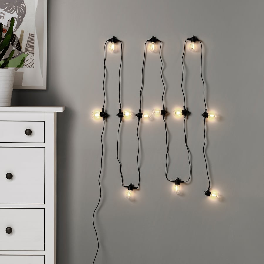 GARDJÄRN LED string light with 12 lights, black/outdoor - IKEA CA