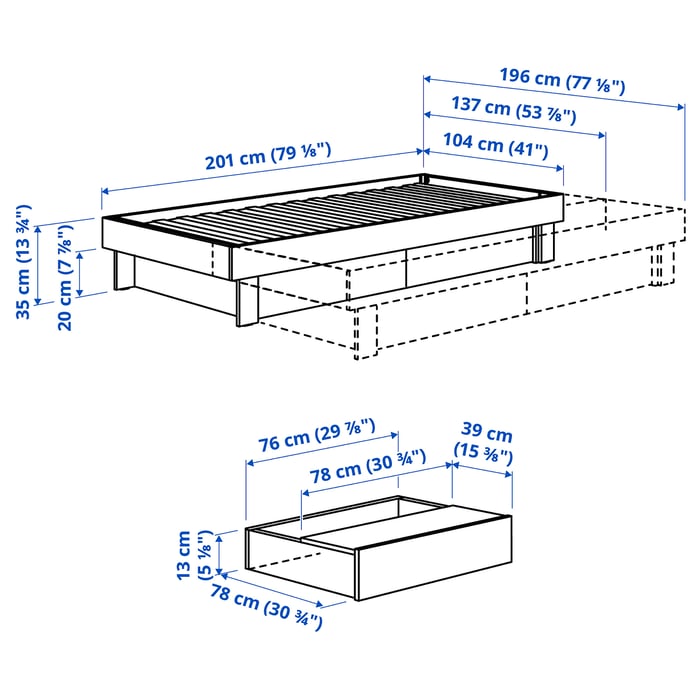 GLAMBERGET extendable bed with storage, pine, Twin/Full (Twin) - IKEA CA