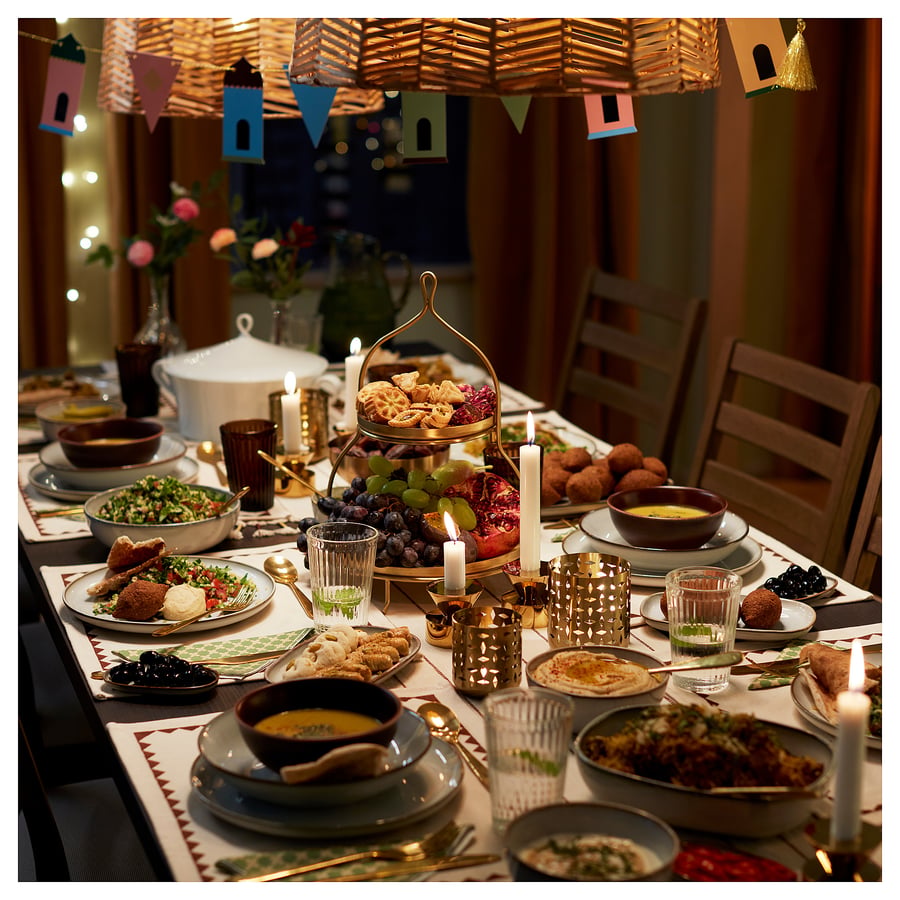 GOKVÄLLÅ serving stand, two tiers, gold-colour - IKEA CA
