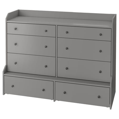 HAUGA 8-drawer dresser, gray, 138x104 cm (543/8x41") - IKEA CA